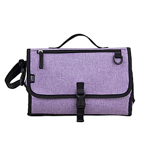 BODHI Baby Portable Water Resistant Diaper Changing Pad & Diaper Changing Kit Travel Bag Baby Station On The Go, Purple Chambray