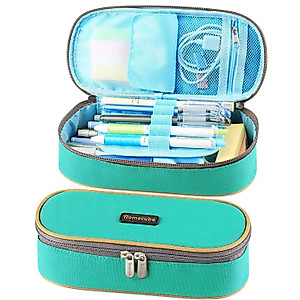 Homecube Pencil Case Big Capacity Pencil Bag Makeup Pouch Durable Students Stationery with Double Zipper Pen Holder for School/Office, Green