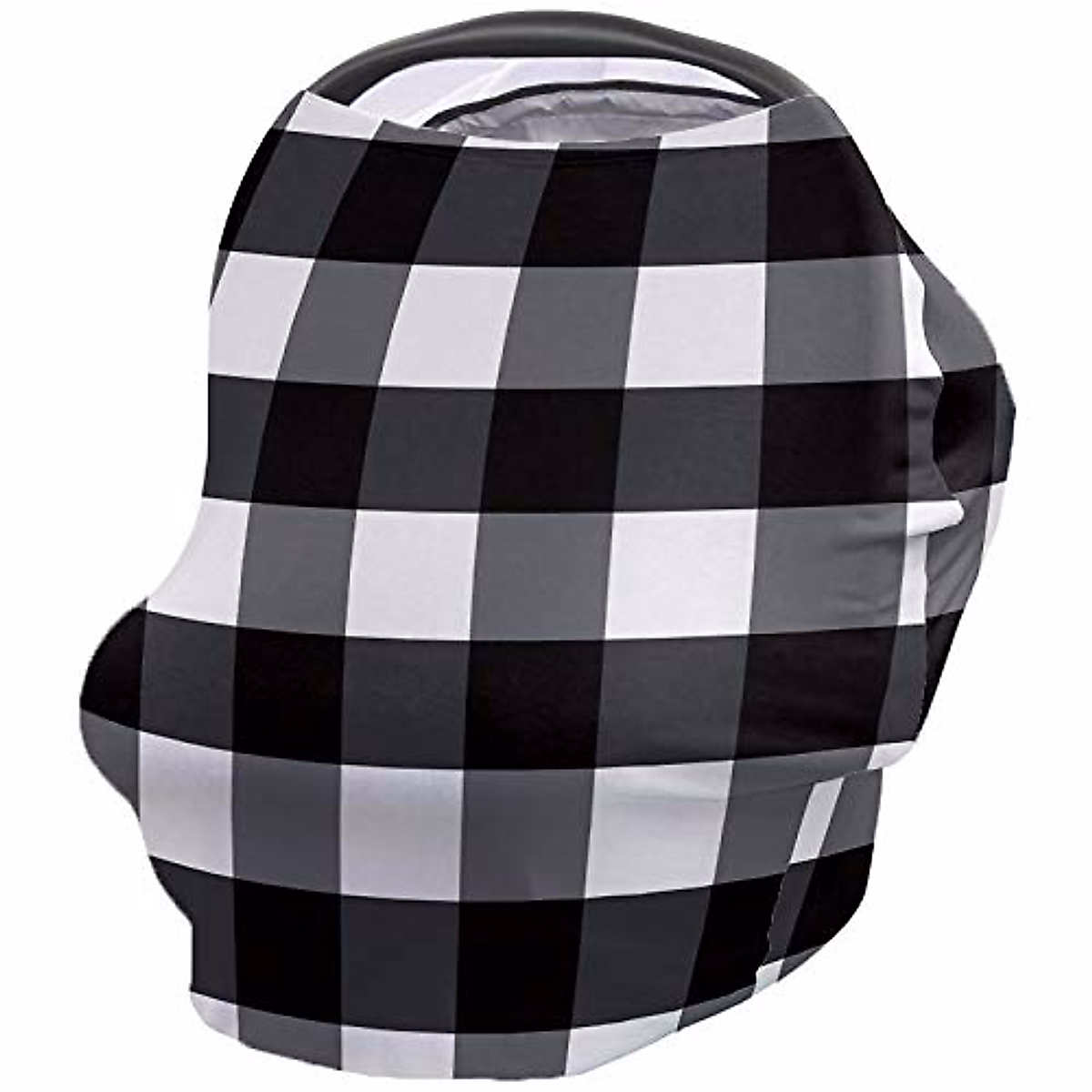 Baby Nursing Cover for Breastfeeding, Buffalo Plaid Black and White Checker Breathable Stretchy Nursing Scarf Carseat Canopy for Boys or Girls Stroller Car Seat Covers Tartan Check Lattice
