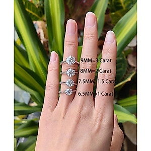 DovEggs Sterling Silver 1.5ct 3mm Band Width 7.5mm G-H-I Color Moissanite Engagement Rings for Women (7.5)