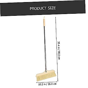 MOLUCKFU Solid Wood Bristle Broom Push Broom Carpet Rake Scrub Mop Kitchen Bristle Broom Long Handle Bristle Broom Bristle Deck Broom Garage Floor Scrubber Kitchen Broom Bristle Hair