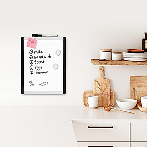 Amazon Basics Small Dry Erase Whiteboard, Magnetic White Board with Marker and Magnets - 8.5" x 11", Plastic/Aluminum Frame