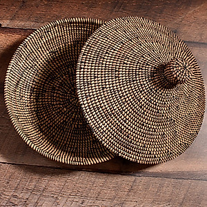 African Fair Trade Handwoven Tagine Basket, Black