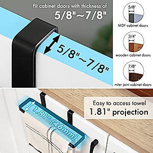 KES Pot Lid Organizer with Towel Rack for Cabinet Door, Lid Rack Holder for Pot Lids Storage Kitchen No Drill Metal Matte Black, KUR524-BK