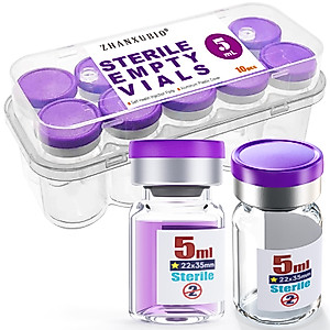 5ml Sterile Empty Vial,Sterile Glass Vials, with Self-Healing Injection Port and Flip Top Cap, Sterile Package 10PCS by ZHANXUBIO (5ml,10)