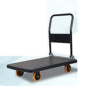 Generic Hand Truck Foldable Push Hand Cart for Loading and Storage Platform Truck Trolley with 360 Degree Swivel Wheels Large Loading Capacity Folding Cart (Color : Q 1), Black,blue,green