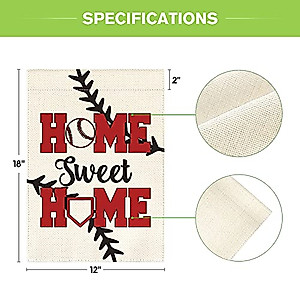 AVOIN Baseball Garden Flag Vertical Double Sided Home Sweet Home, Bat Ball Sport Softball Flag Yard Outdoor Decoration 12 x 18 Inch