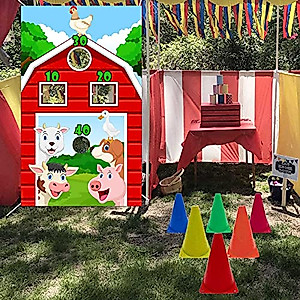 Animals Farm Toss Games Banner Backdrop Background Pig Chicken Goose Farm Theme Favors Supplies Flag Decor for Indoor Outdoor Boys Girls Birthday Party Baby Shower Decorations Photo Booth Props