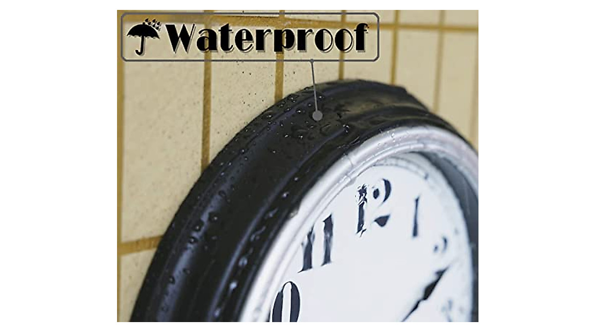Retro 12 Inch Waterproof Wall Clock with Thermometer