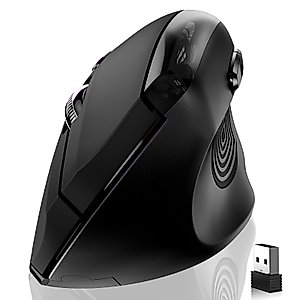 memzuoix Wireless Ergonomic Mouse,Upgraded 2.4G Optical Cordless Mice with 800/1200/1600 DPI,Vertical Computer Wireless Mouse for Laptop,Mac,PC,Desktop (for Right Hand,Large),Black Mouse
