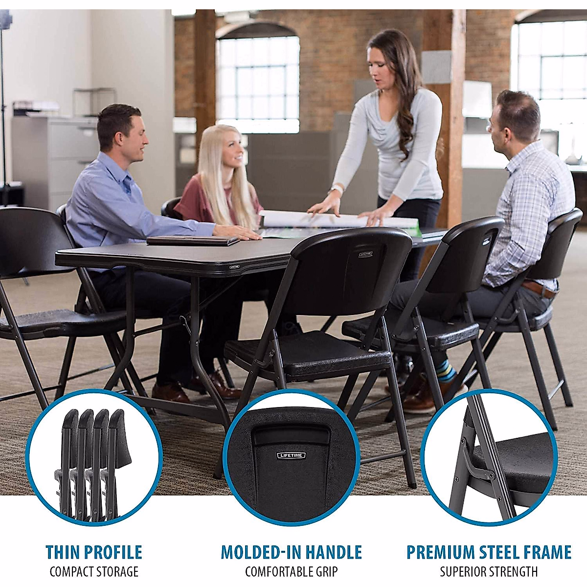 Lifetime Folding Chair with Black Color Model#80887U (4, Black)