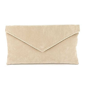 LONI Womens Neat Envelope Faux Suede Clutch Bag/Shoulder Bag In Nude Beige
