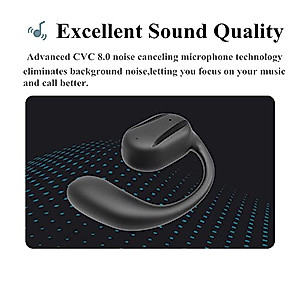 BQXX Open Ear Bluetooth Headphone Single on Ear Bluetooth Headset Wireless Earpiece with earhook Sport Business Earphone Up to 15 Hours Talk Time Left Earphone