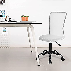 Height Adjustable Computer Chair Ergonomic Chair Without Arms Mid Back Task Chair Cheap Rolling Swivel Modern Mesh Chair for Home and Office (White)