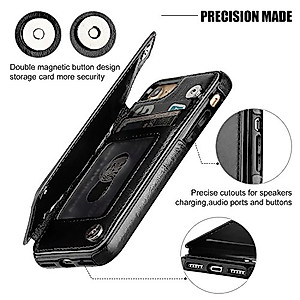 ONETOP for iPhone SE(2022) iPhone SE(2020) iPhone 7/8 Wallet Case with Card Holder, Premium PU Leather Kickstand Card Slots, Double Magnetic Clasp and Durable Shockproof Cover 4.7 Inch(Black)