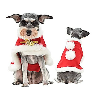 Christmas Dog Costume, Dog Christmas Snowflakes Cape Costume with Christmas Bells Winter Pet Cape New Year Dog Cloak Clothes Thick Funny Pet Costume Accessory for Christmas Decoration