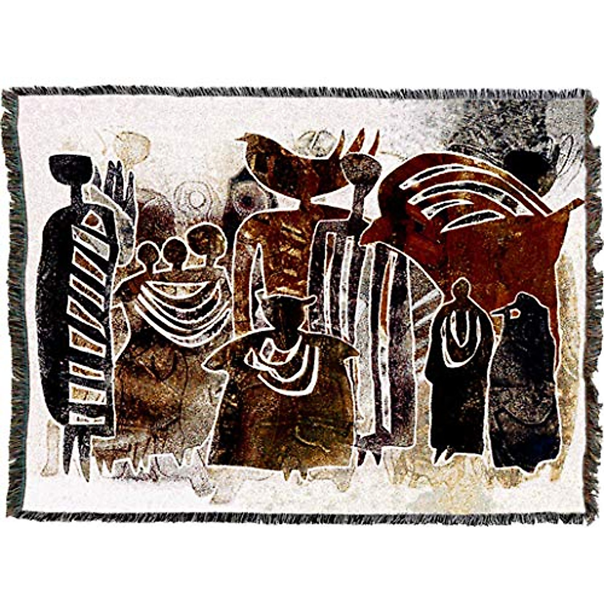 Pure Country Weavers Earthmarks Blanket by David Manje - African Cultural Gift Tapestry Throw Woven from Cotton - Made in The USA (72x54)