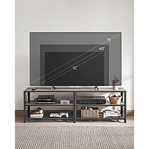 VASAGLE TV Stand, TV Console for TVs Up to 70 Inches, TV Table, 63 Inches Width, TV Cabinet with Storage Shelves, Steel Frame, for Living Room, Bedroom, Greige and Black ULTV095B02