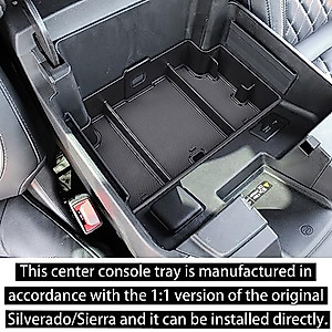 RUNROAD Center Console Organizer Compatible with 2023 Chevy Silverado 1500 /GMC Sierra 1500 & 2024 Silverado/Sierra 1500/2500HD/3500HD Accessories Insert Armrest Tray, Full Console w/Bucket Seats ONLY