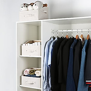 KEEGH Storage Bins for Closet Shelves Storage Baskets for Shelves Trapezoid Storage Bin Fabric Organizer Bins for Clothes with Handles,Beige,Set of 3, 11.8" x 11.2"x 8.3"