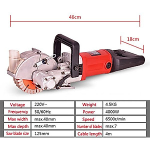 JIAN YA NA Wall Groove Cutting Machine 220V 40MM Electric Wall Chaser Groove Cutting Machine Concrete Cutter Notcher Groover Slotting Machine Large 4KW (Slotting Machine)