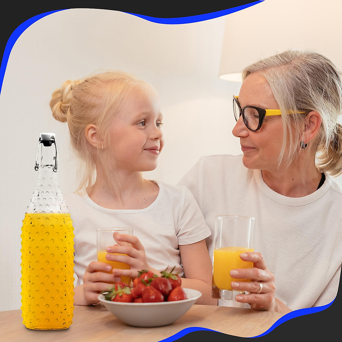 Nevlers 33oz 6 PK Dotted Swing Top Glass Bottles with Lids | Flip Top Glass Bottle for Beer, Mead, Wine Bottles, Kombucha Bottles & Limoncello Bottles with Caps | 1 Liter Glass Containers for Liquids