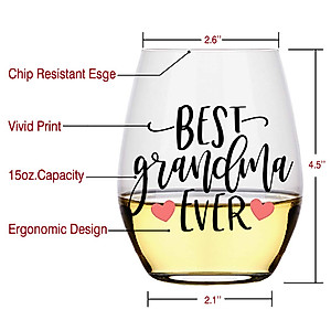 Perfectinsoy Grandma Gifts, Best Grandma Ever Funny Wine Glass, Grandma Gifts from Granddaughter, Birthday Gifts for Grandma, Mom, Grandma Wine Glass