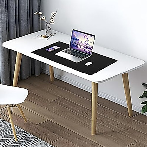 AFIING Leather Desk Pad Protector, Office Desk Mat, Large Mouse Pad, Desk mat for Keyboard and Mouse, Laptop Desk Pad, Waterproof Desk Writing Pad for Office and Home (Black, 23.6" x 13.7")