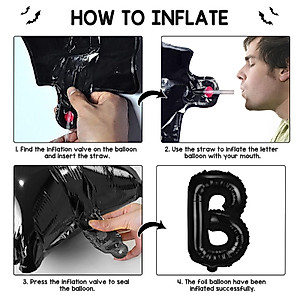 Halloween BOO Foil Balloons, Black Boo Balloon Banner Set for Halloween Party, 16 Inch Boo Mylar Foil Letters Balloons Bunting Kit for Horror Spooky Theme Halloween Night Party Decorations Supplies