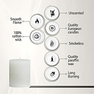 BOLSIUS Rustic White Unscented Pillar Candles - 2.75" X 3.25" Decoration Candles Set of 3 - Clean Burning Dripless Dinner Candles for Wedding & Home Decor Party Restaurant Spa- Aprox (80x68m)