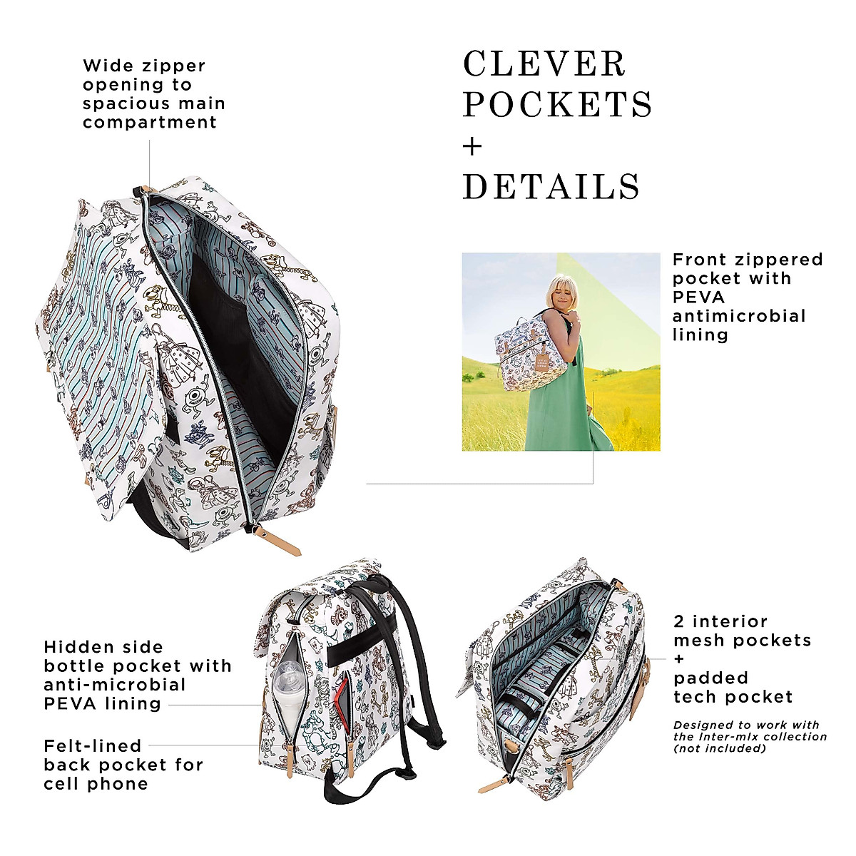 Petunia Pickle Bottom Meta Backpack, Pixar Playday, Unisex, Laptop Backpack, Stylish, Spacious, Diaper Bag, Backpack Organizer, Easy to Clean, Carry