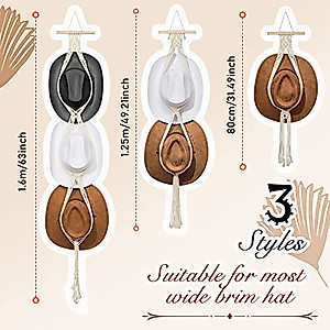 Yulejo 3 Pcs Hat Rack Baseball Hat Rack Baseball Hat Organizer Macrame Hat Rack for Baseball Over Door Organizer Baseball Hat Storage Boho Macrame Hat Hanger for Baseball (White,Stylish)