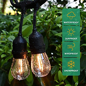 AVANLO Outdoor String Lights Dimmable LED 96 FT (2x48FT) Waterproof Shatterproof Bulbs 30 Hanging Sockets Commercial Grade Patio Lights Decorative Bistro/Party/Garden/Cafe Light 2700K Warm White Light