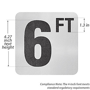 SmartSign “6 Ft” Adhesive Pool Depth Marker/Sign, 4" Letter Height, 20 mil Laminated Vinyl with Anti-Skid Pebbled Surface, 5.75" x 5.75", Black and White