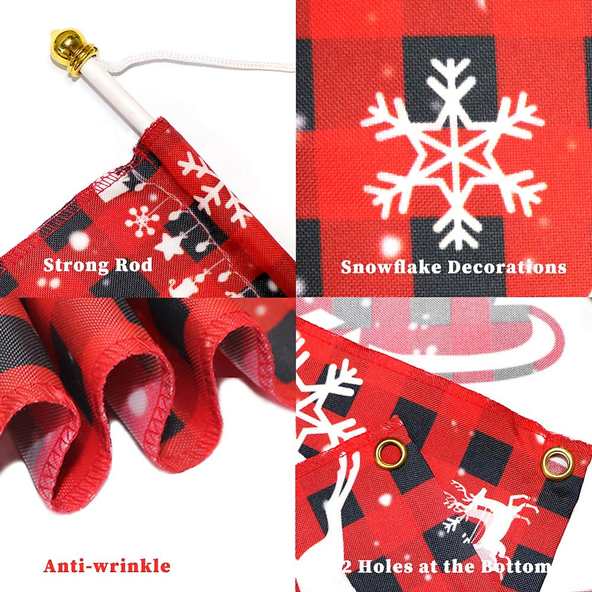 O-Heart Merry Christmas Banner Holiday Xmas Porch Banner Buffalo Plaid Sign Hanging Christmas Decoration Indoor Outdoor for Home Wall Front Door Apartment Party Mantle, Fireplace, Window Wall