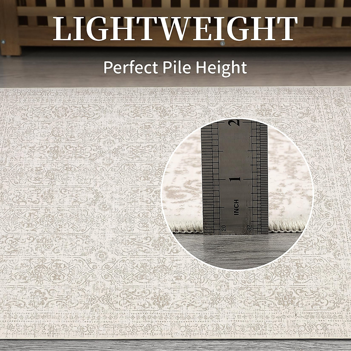 COZYLOOM Living Room Rug 5x7 Area Rug Washable Area Rug for Bedroom Vintage Traditional Large Area Rug Non Slip Throw Rugs Soft Low Pile Stain Resistant Carpet for Dining Room 5'x7' Cream/Beige