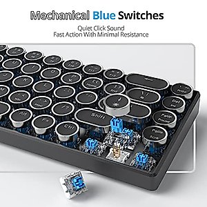 Ussixchare Retro Typewriter Mechanical Keyboard 60 Percent Gaming Keyboard RGB Backlit 68 Keys Punk Keyboard Wired with Blue Switch, Round Keycaps for Windows/Mac/PS4/PS5/Xbox