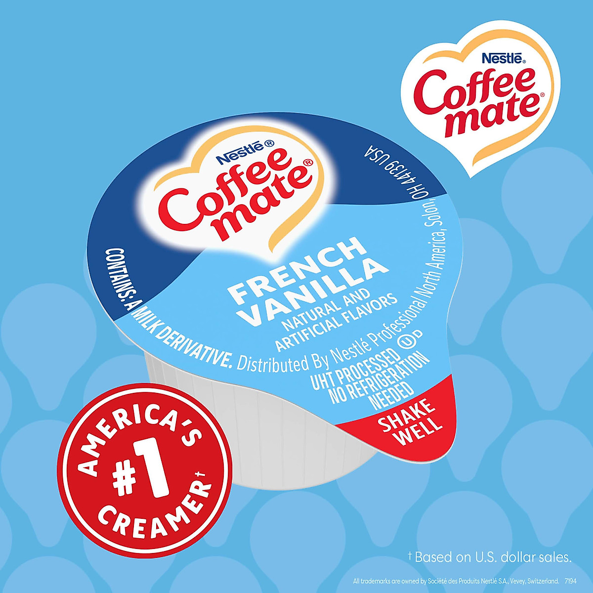 Nestle Coffee mate Coffee Creamer, French Vanilla, Liquid Creamer Singles, Non Dairy, No Refrigeration, Box of 180