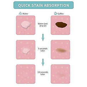 Coffee Mat for Counter, Christmas Gold Snowflake Pink Absorbent Hide Stain Coffee Bar Mat, Non-slip Coffee Bar Accessories Kitchen Drying Mat Fit Under Coffee Maker Espresso Machine