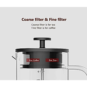 ElephantNum TIMEMORE French Press Coffee Maker Double Filter Mesh 600ml