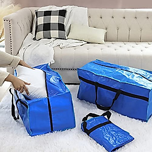 Fixwal Heavy Duty Extra Large Moving Bags Storage Bags Totes with Backpack Straps Strong Handles & Zippers Clothes Moving Supplies Packing Bags for Space Saving (Blue 6 Pack)