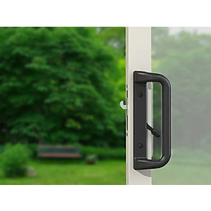 House Guard Black Patio Door Handle Set with Mortise Lock,Suitable for Replacement Sliding Doors Lock 3-15/16”Screw Hole Spacing.Choices That Add a Unique to Your Patio Glass Sliding Door.
