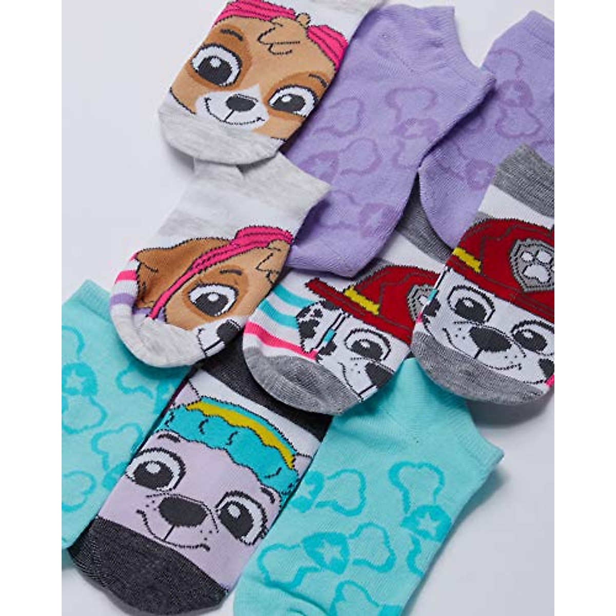 Nickelodeon Girls Paw Patrol 5 Pack No Show Casual Sock, Multi, 6-8.5 US