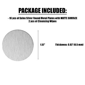 SALEX Phone Metal Stickers for Magnetic Mount. Replacement Set of 16 Magnet Metal Plates Inside Cell Phone Case. Silver Car Sticky Small Round Iron Discs with 3M Adhesive Backing for Holder, Crafts.