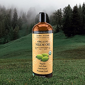 Mary Tylor Naturals Organic Neem Oil (16 oz), USDA Certified, Cold Pressed, Unrefined, Premium Quality, 100% Pure Great for Skincare and Hair Care