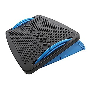 IO Crest Ergonomic Floating Tilt Foot Rest Textured Surface Reduce Muscle Strain, Black Blue