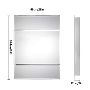 Movo Double Doors Medicine Cabinet with Mirror, 36 inch X 26 inch Aluminum Bathroom Medicine Cabinet, Adjustable Glass Shelves, Waterproof and Rust-Resist, Recess or Surface Mount Installation