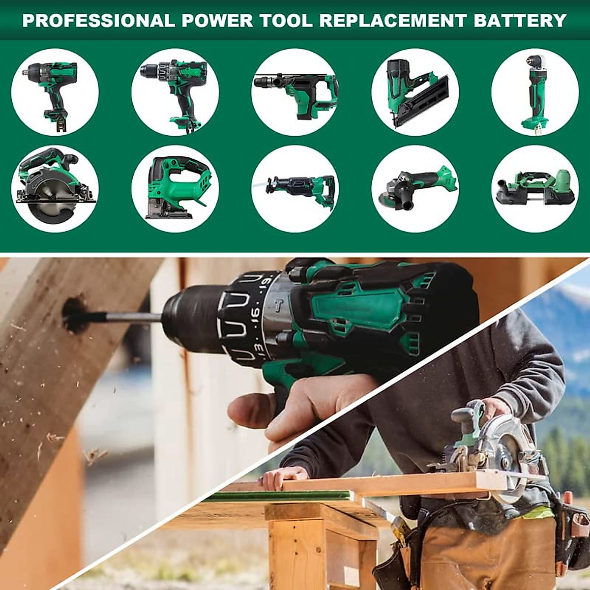 Fancy Buying [2 Pack] 6000mAh 18V Replacement Battery Compatible with Hitachi BSL1815X BSL1830C BSL1815S BSL1830 339782 330139 330557 Lithium-Ion Slide Style Battery