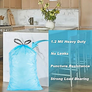 Code M (200 Count) Heavy Duty Trash Bags Blue Compatible with simpleman Code M | Blue Drawstring Garbage Liners 12 Gallon/45 Liter | Reinforced Drawstring Garbage Liners