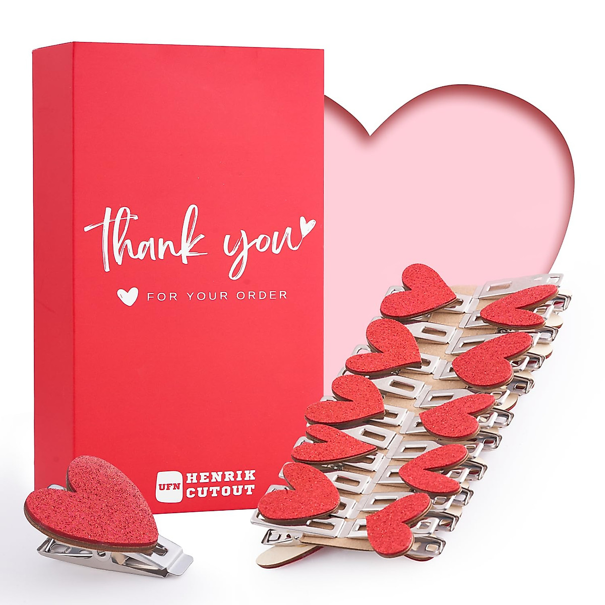 Bag Clips for Food Storage, Cute Glitter Red Heart Chip Clips, Stainless Steel, Multipurpose Clips, Can Be Use As Bread Bag Clips, Metal Clips for Paper, Or Mini Clothespins for Photos, 20 Clips